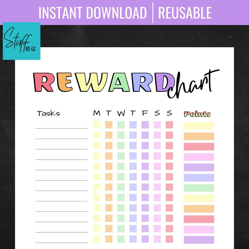 Printable Kids Reward Chart PDF Behavior Tracking Chart Preschool ...