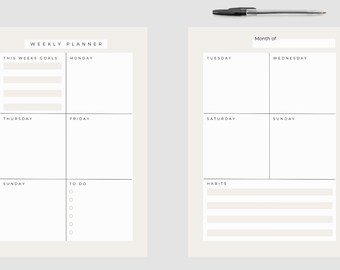 PRINTABLE A5 Week on Two Pages A5 Printable, A5 Weekly Insert Printable, Planner Inserts ...