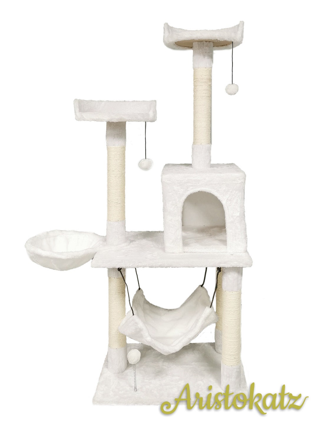 White 55″ (140 Cm) Cat Tree - Etsy