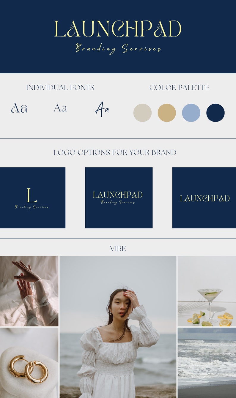 Custom Business Brand Kit I Dark Blue & Gold I Logos I Branding Colors ...