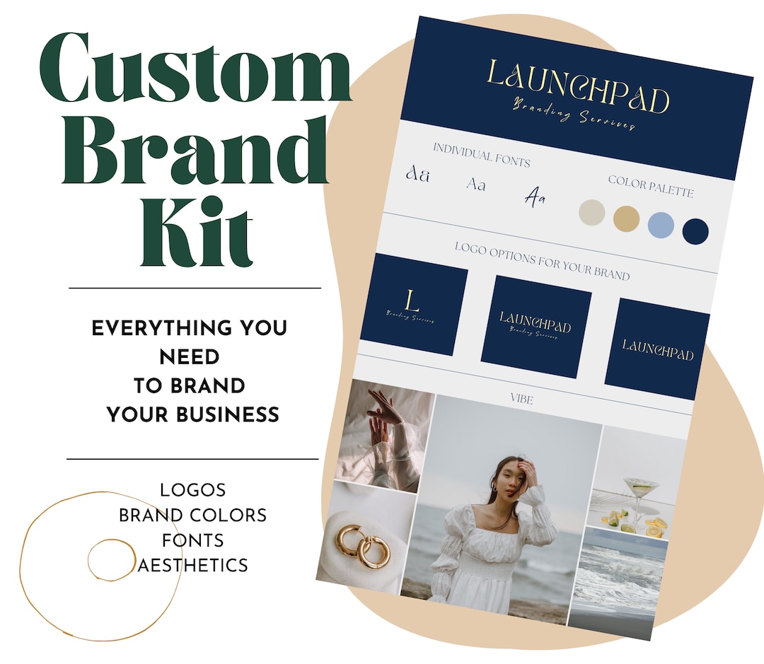 Custom Business Brand Kit I Dark Blue & Gold I Logos I Branding Colors ...