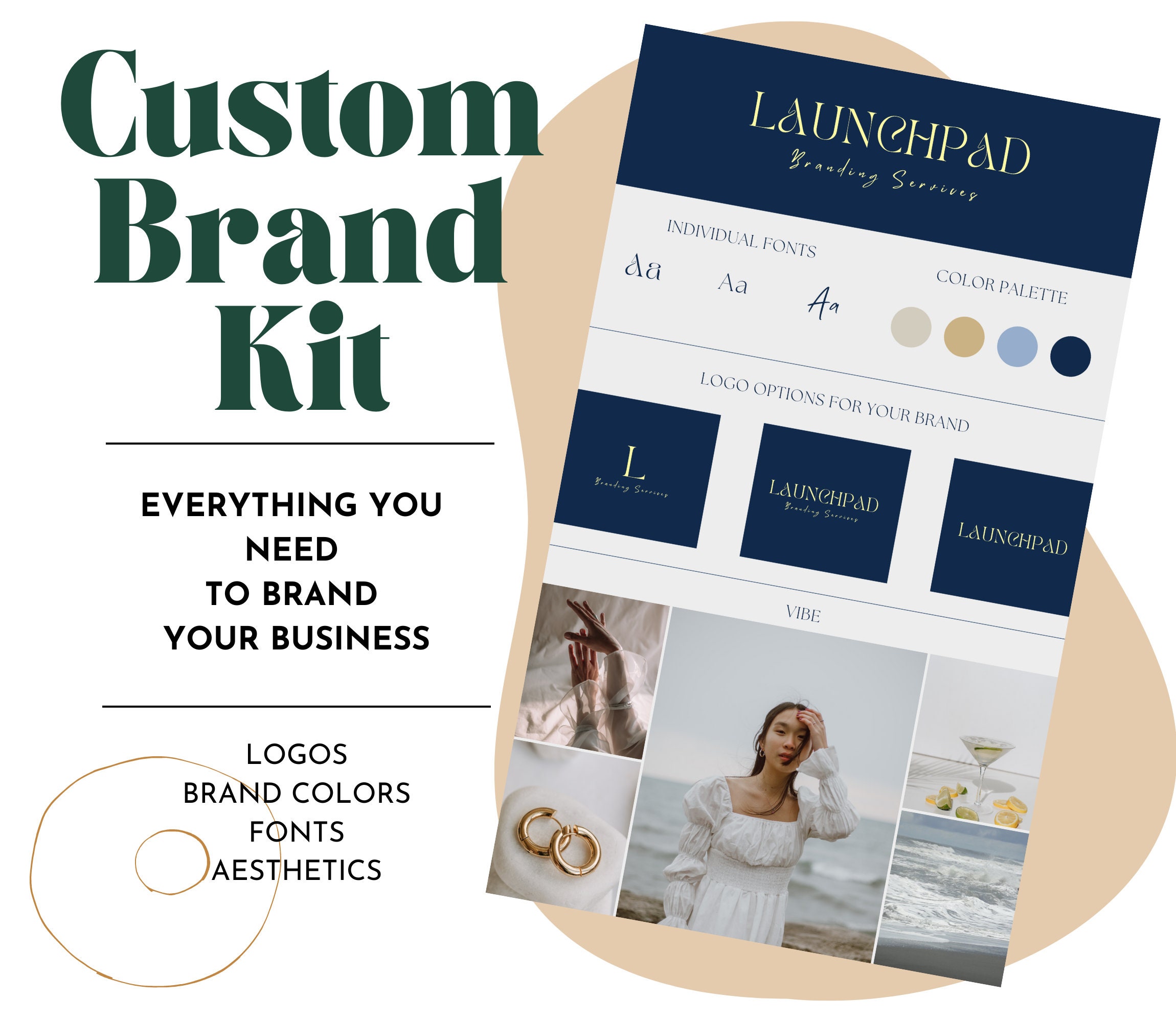 Custom Business Brand Kit I Dark Blue & Gold I Logos I Branding Colors ...