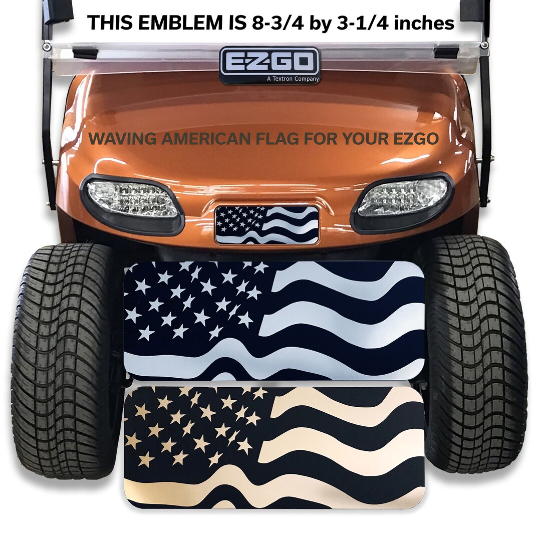 Beautifully Engraved, Waving American Flag for Your EZGO With a ...