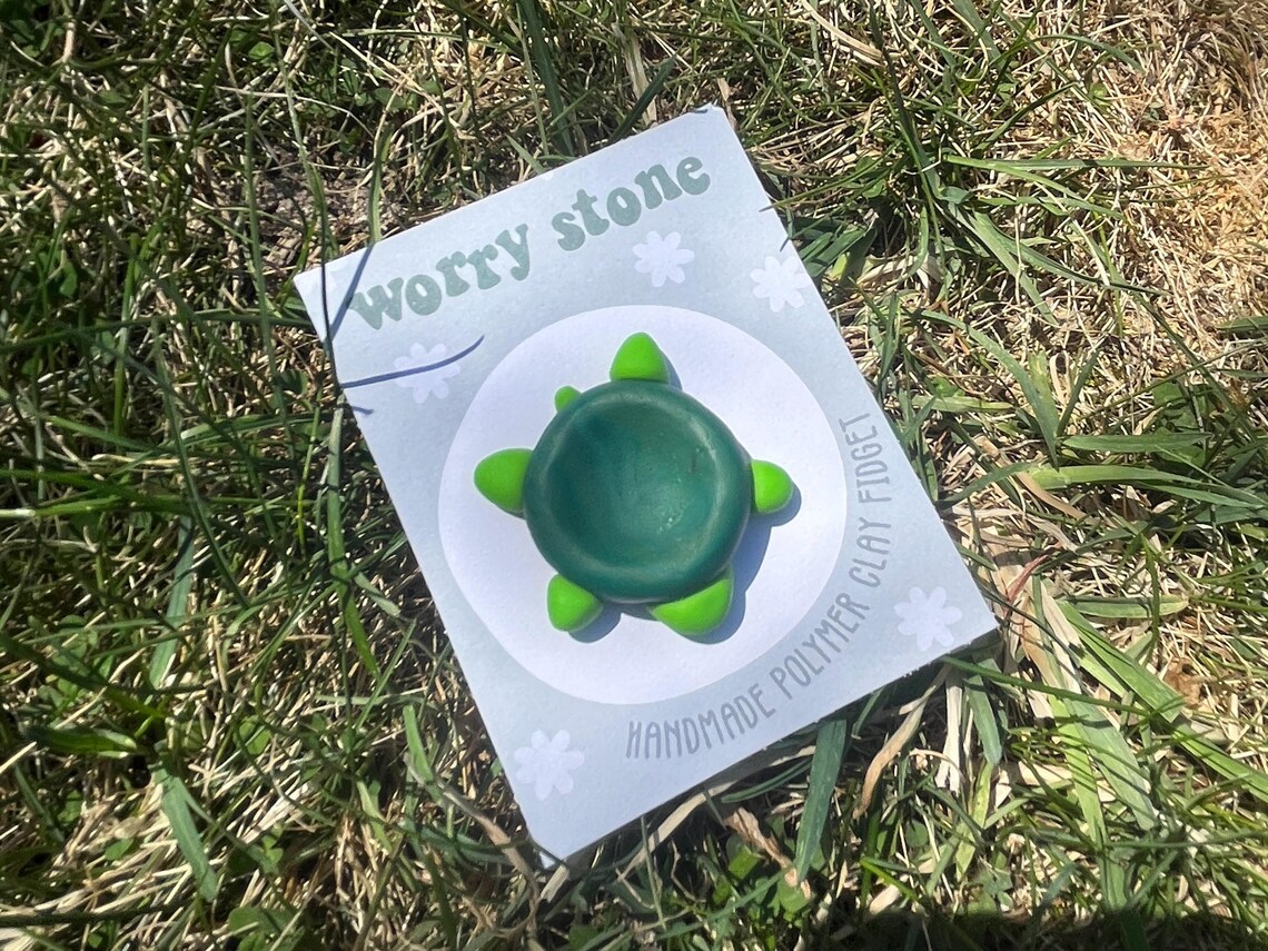 Handmade Turtle Boho Worry Stone – Whimsical Handmade Polymer Clay ...