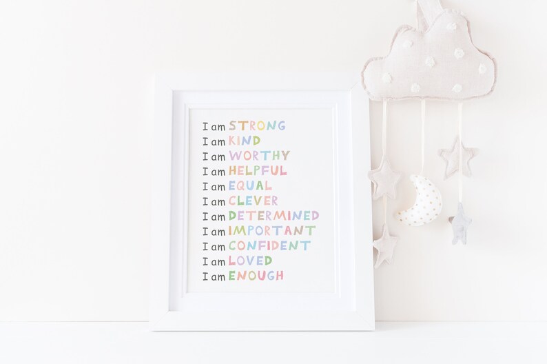 Positive Affirmations for Kids in Pastel Room Decor Colors. I - Etsy