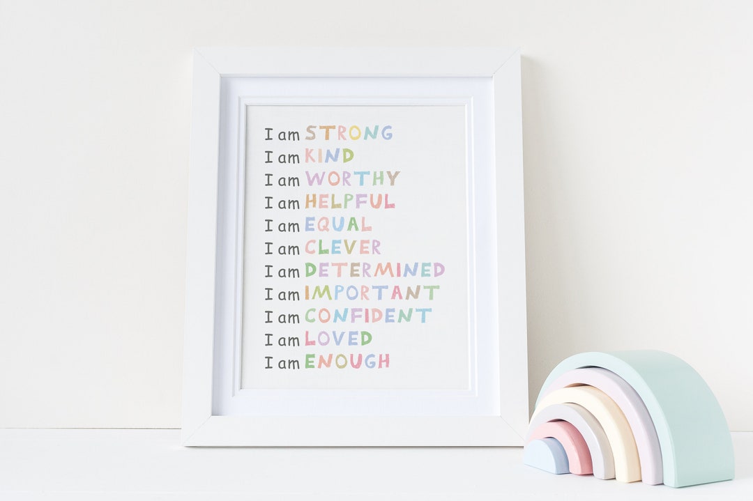 Positive Affirmations for Kids in Pastel Room Decor Colors. I - Etsy