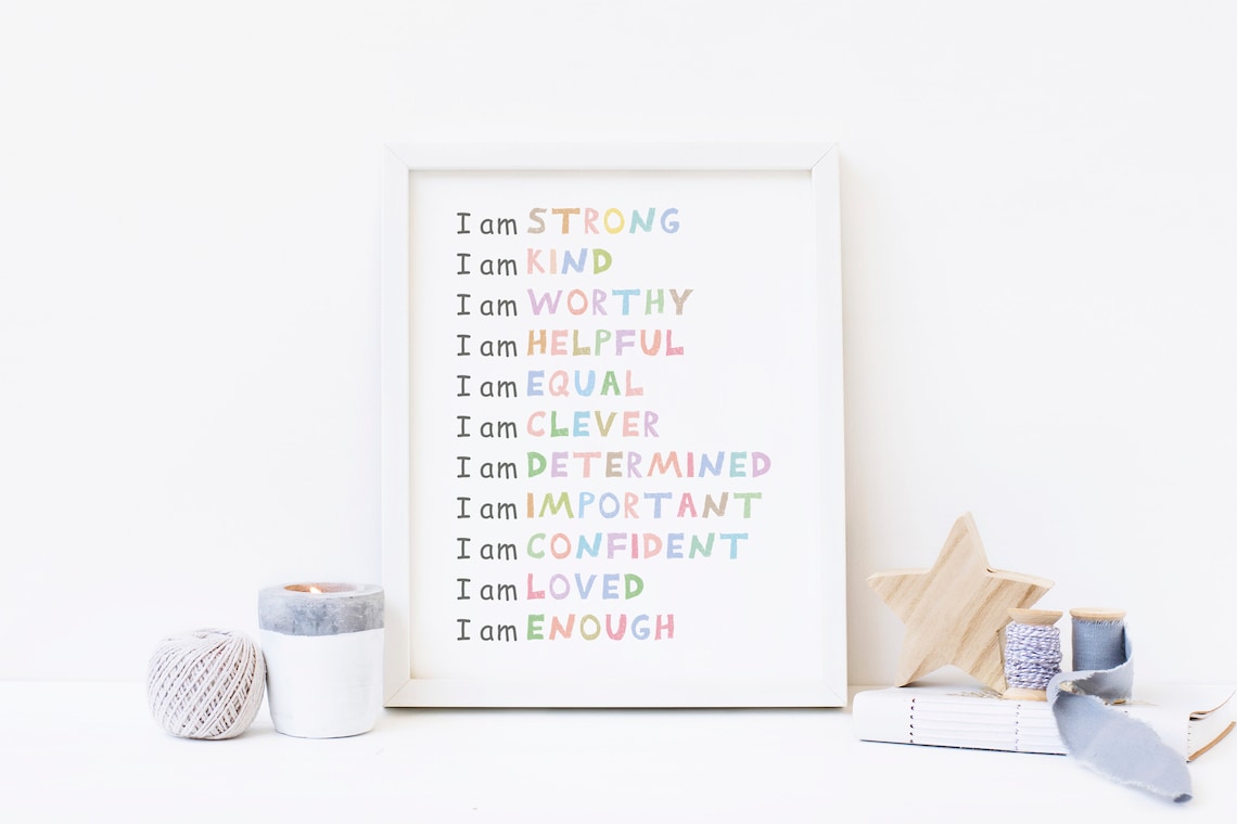 Positive Affirmations for Kids in Pastel Room Decor Colors. I - Etsy