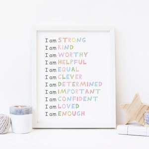 Positive Affirmations for Kids in Pastel Room Decor Colors. I - Etsy