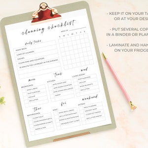 Minimalist Cleaning Checklist Template, Weekly Cleaning Schedule ...