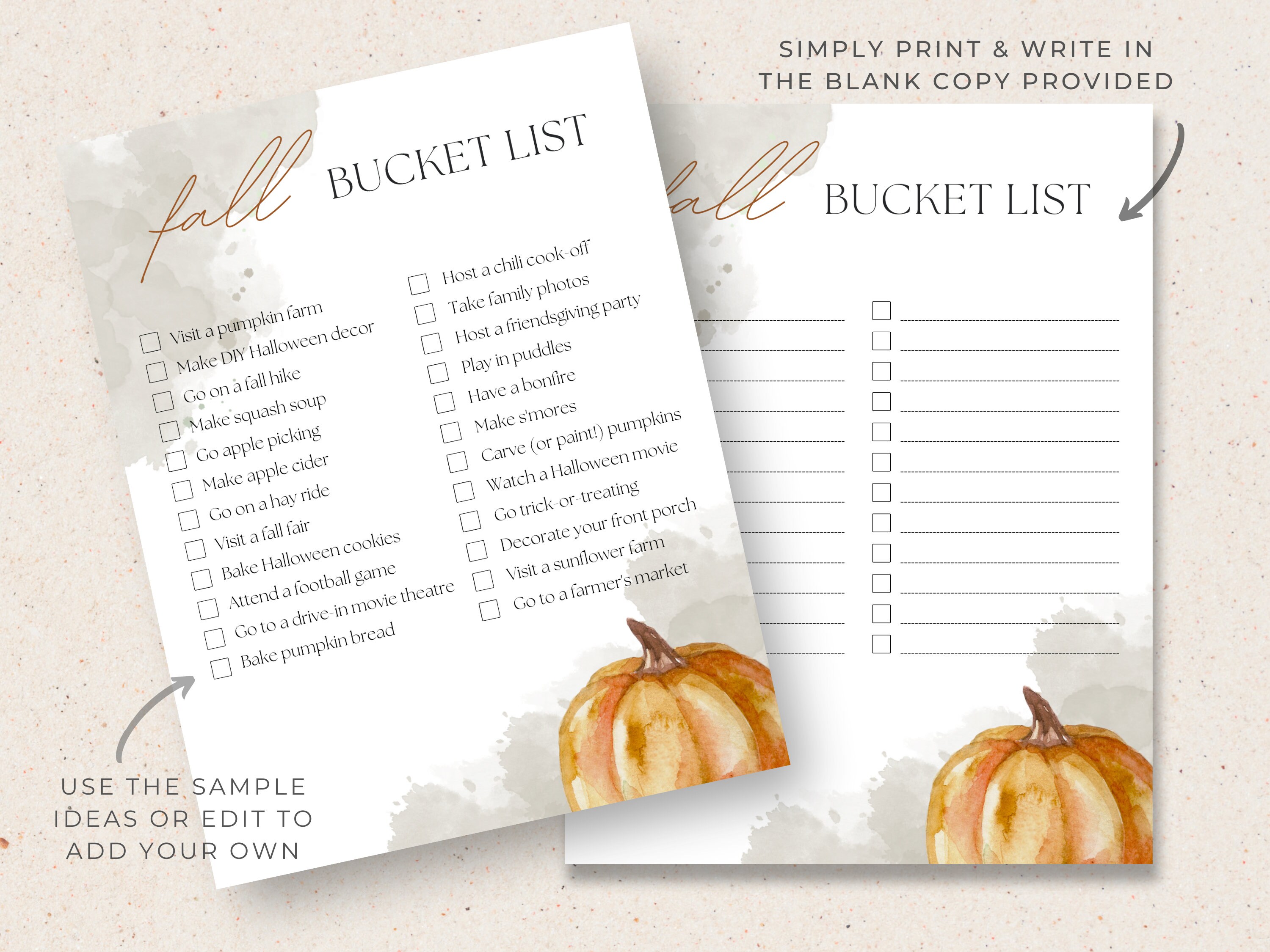 Fall Bucket List Printable, Autumn Bucket List Template, Editable Fall Bucket List, Fall Family ...