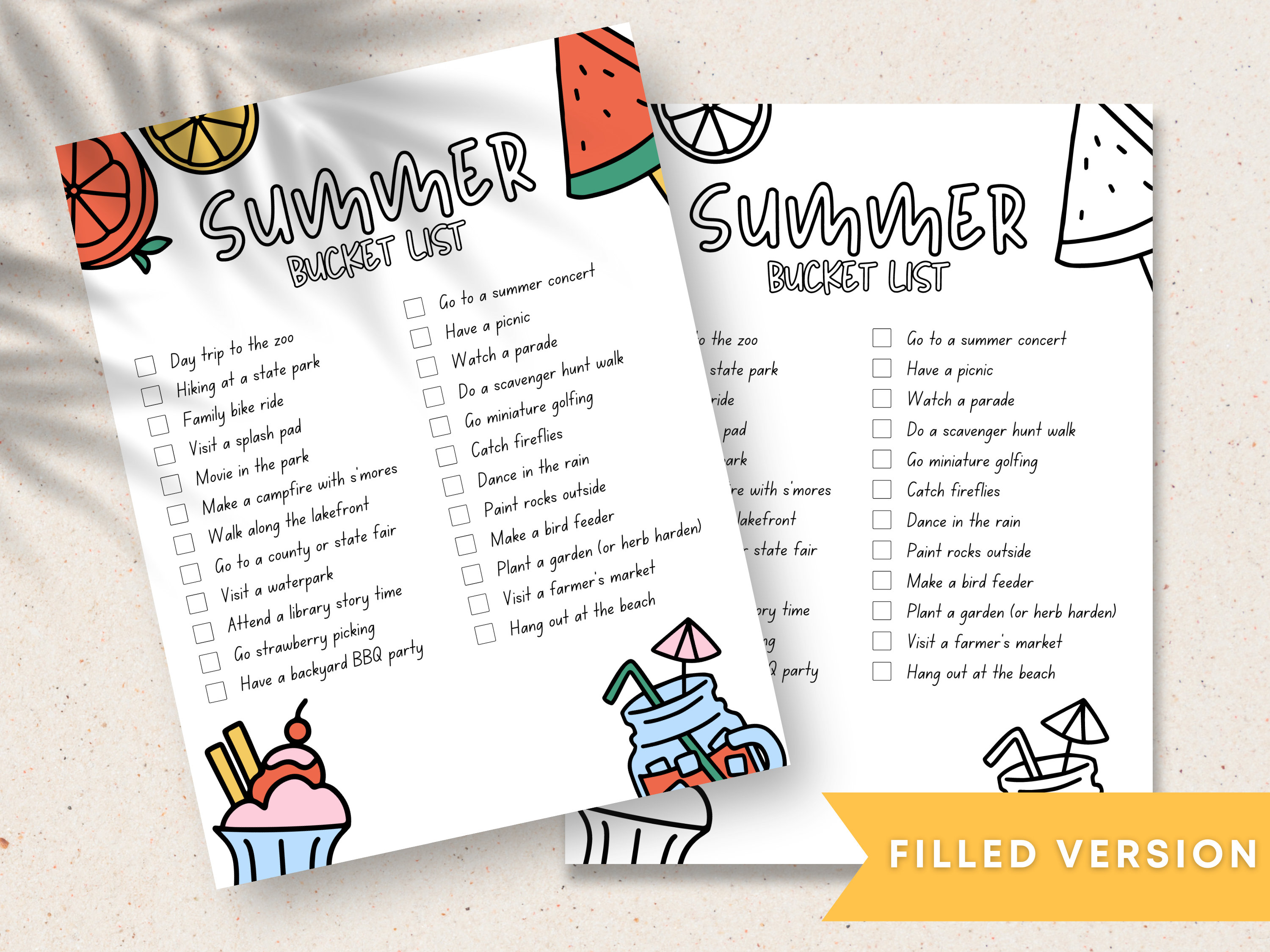 Summer Family Bucket List Template, Summer Vacation Bucket List ...