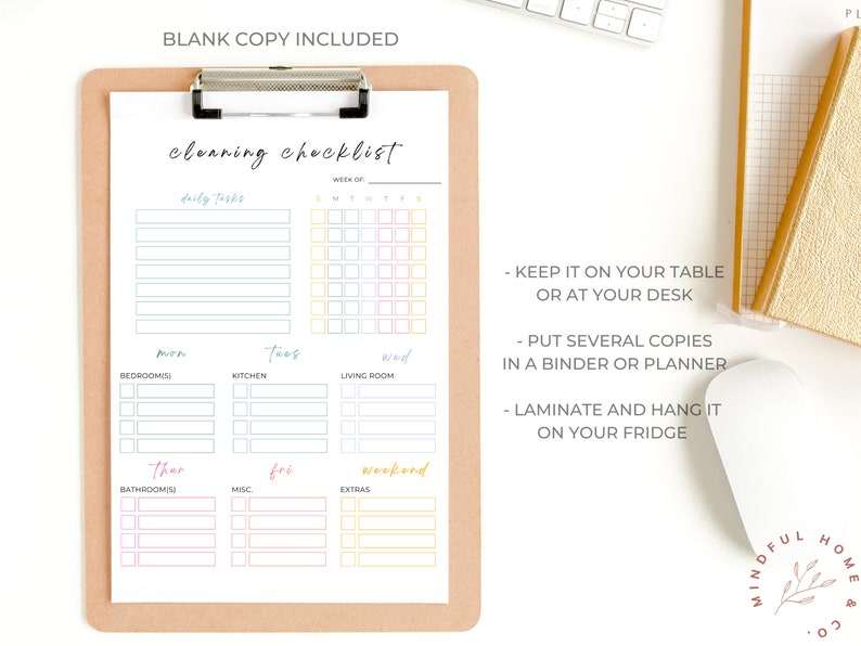Minimalist Cleaning Checklist Template, Weekly Cleaning Schedule ...