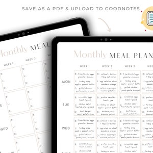 Printable Family Menu, Monthly Meal List, 4 Week Meal Schedule, Fridge ...