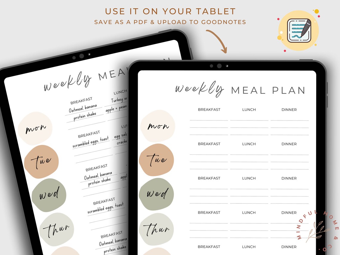 Weekly Menu Planner, Editable Meal Plan Template, Digital Weekly Meal ...