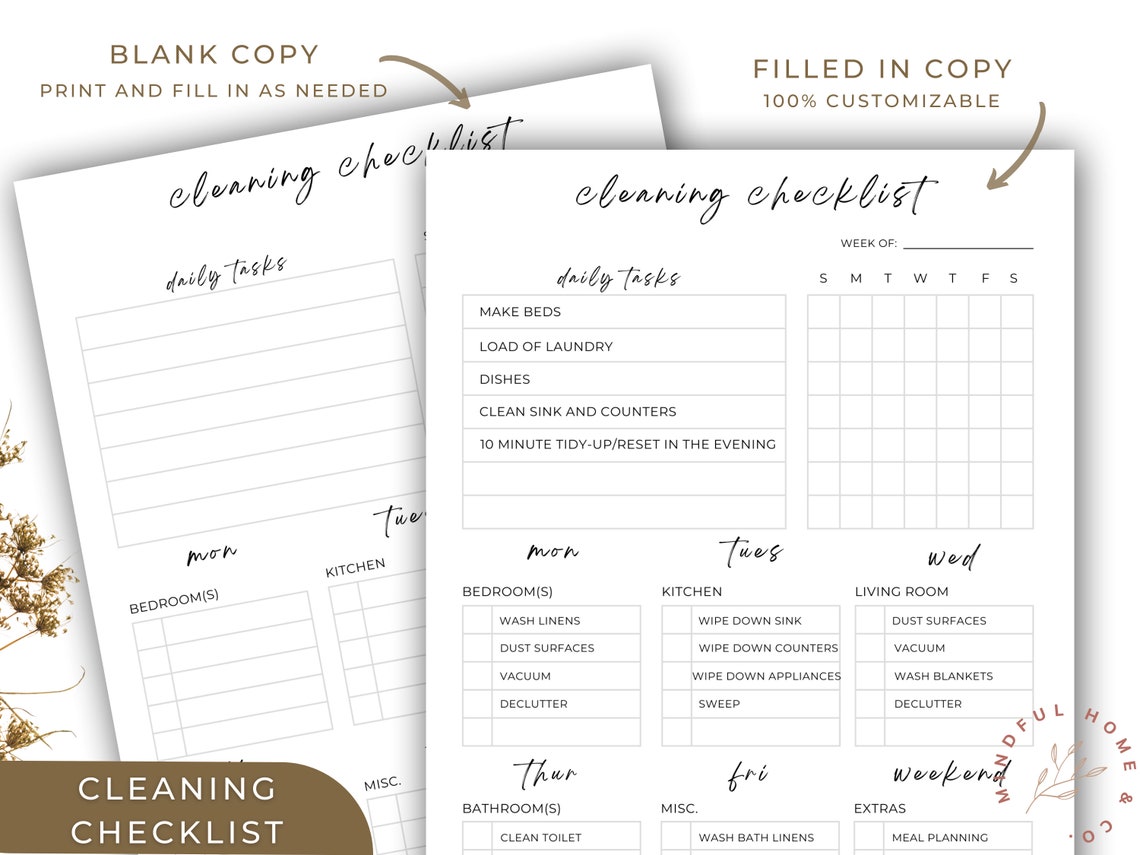 Editable Chore Chart and Cleaning Checklist, Kid's Chore Chart Canva ...