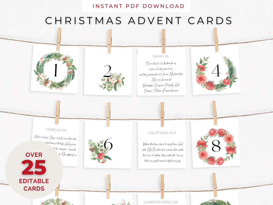 Printable Advent Calendar, Christmas Countdown Printable, Advent ...