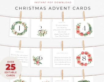 Scripture Advent Calendar for Printable, Christmas Countdown, Bible ...