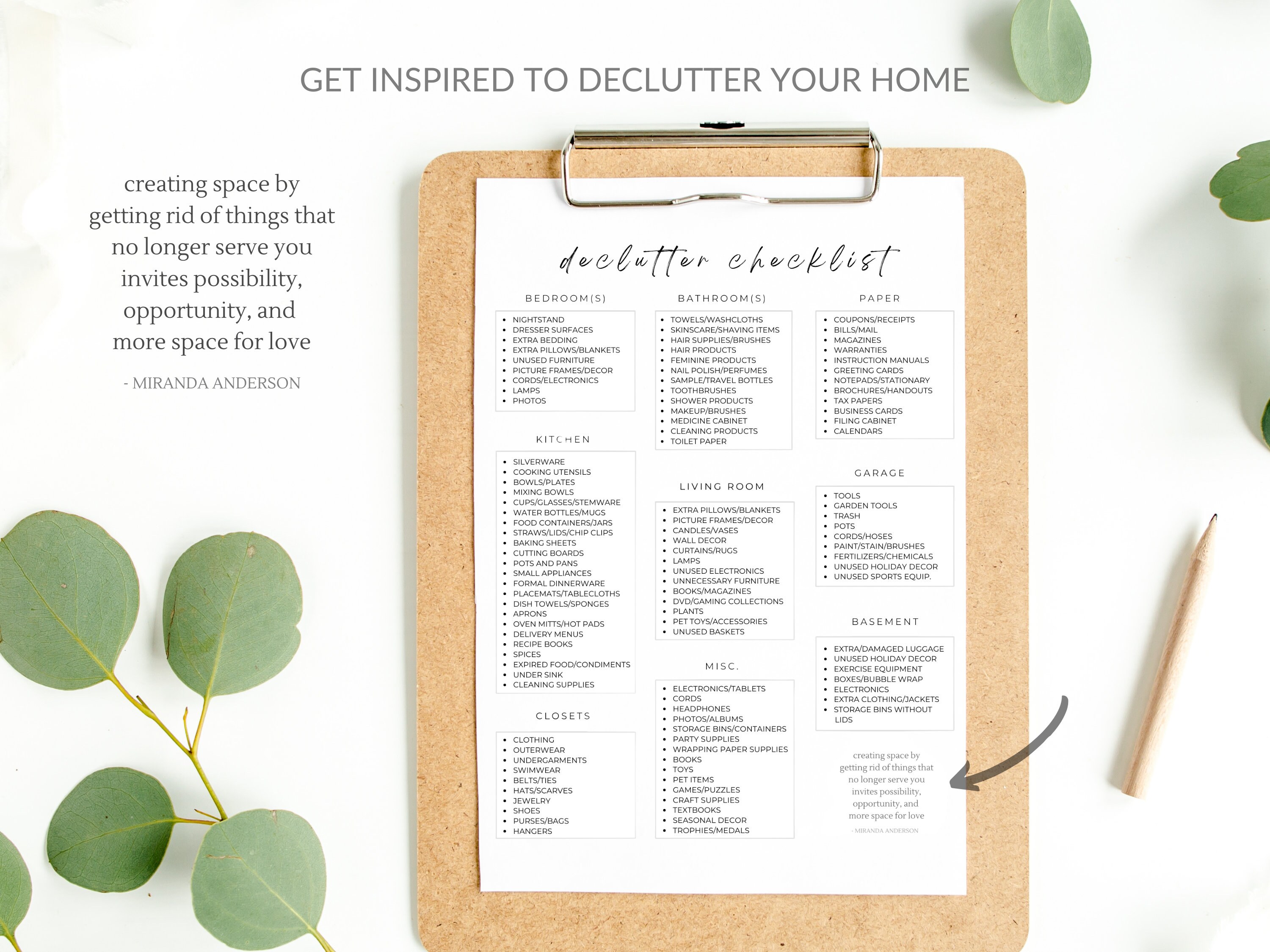 Printable Declutter Checklist Minimalist Cleaning Checklist - Etsy Canada