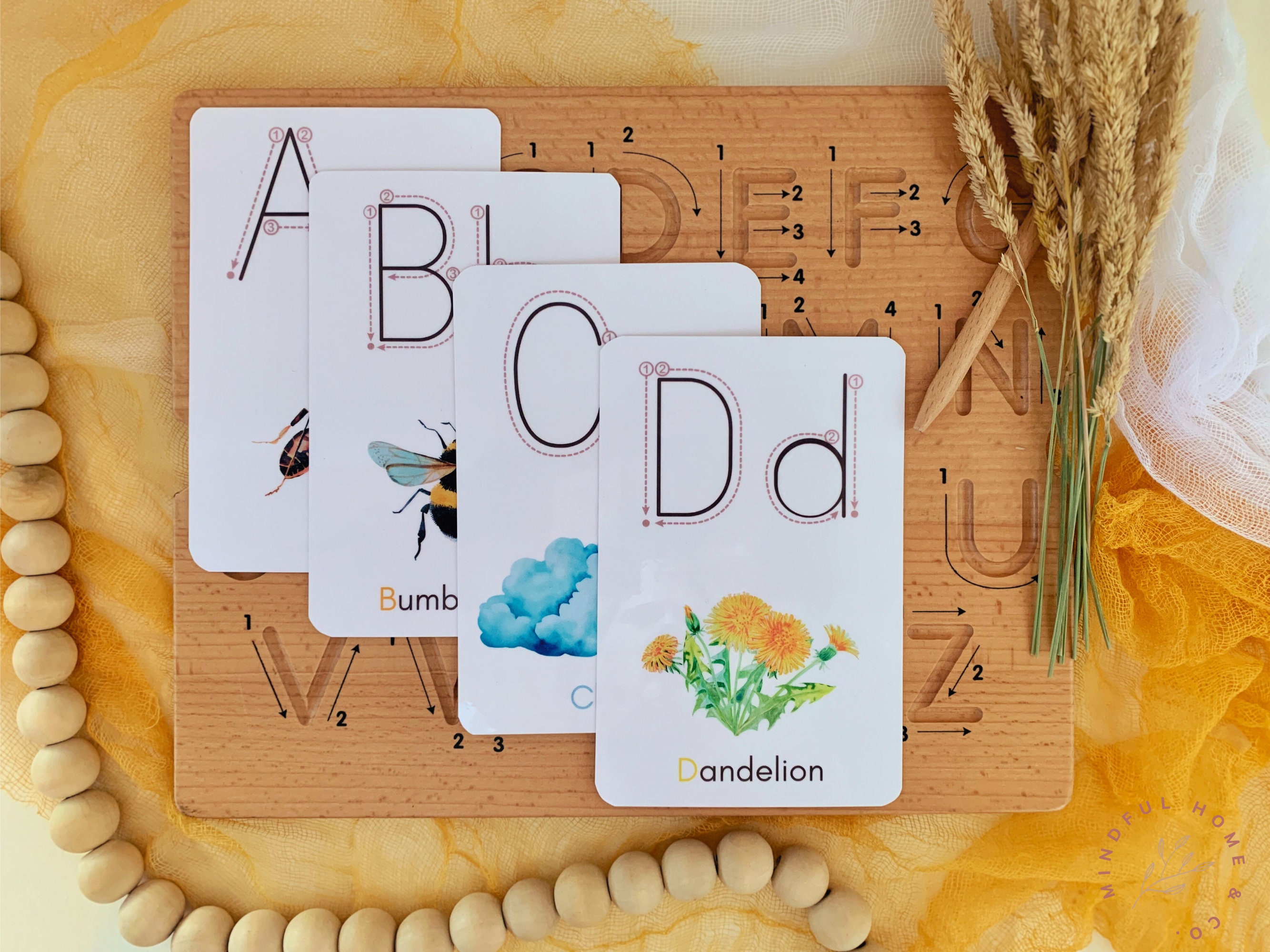 Nature Alphabet Flash Cards, ABC Flashcards, Alphabet Cards Printable ...