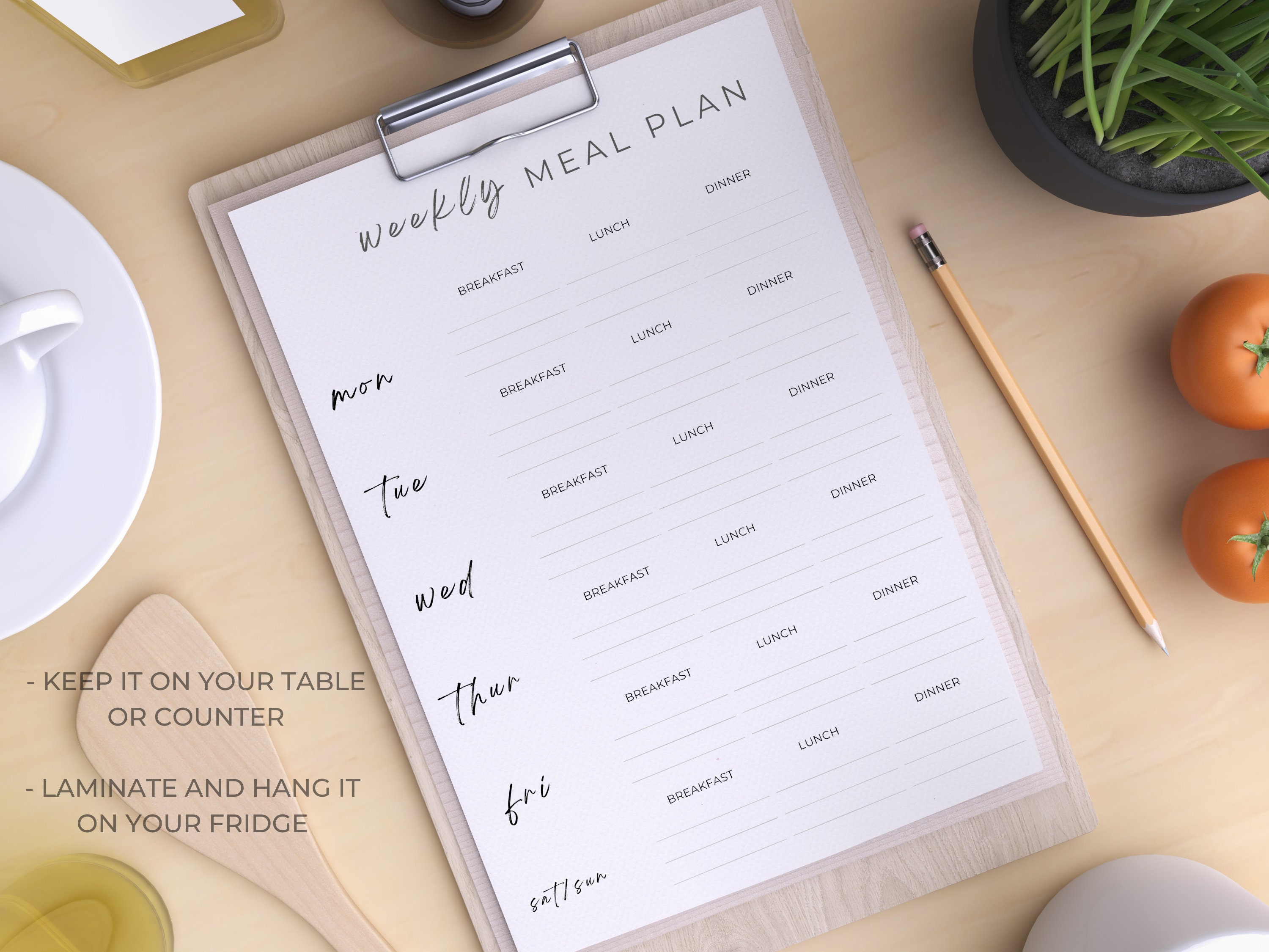 Weekly Meal Planner Printable Minimalist Meal Plan Printable - Etsy