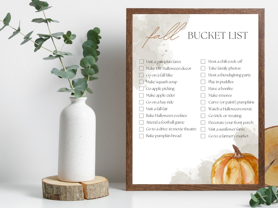 Fall Bucket List Printable, Autumn Bucket List Template, Editable Fall Bucket List, Fall Family ...