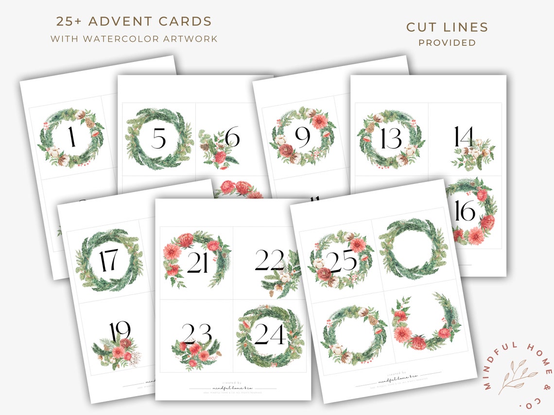 Printable Advent Calendar, Christmas Countdown Printable, Advent ...