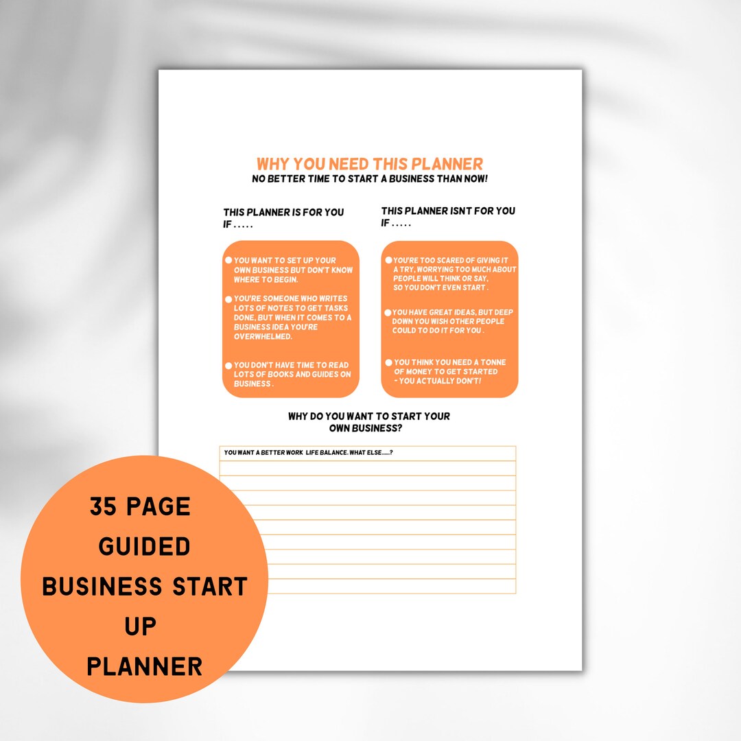 Printable Business Start up Planner, Guided Business Plan, Business Set ...