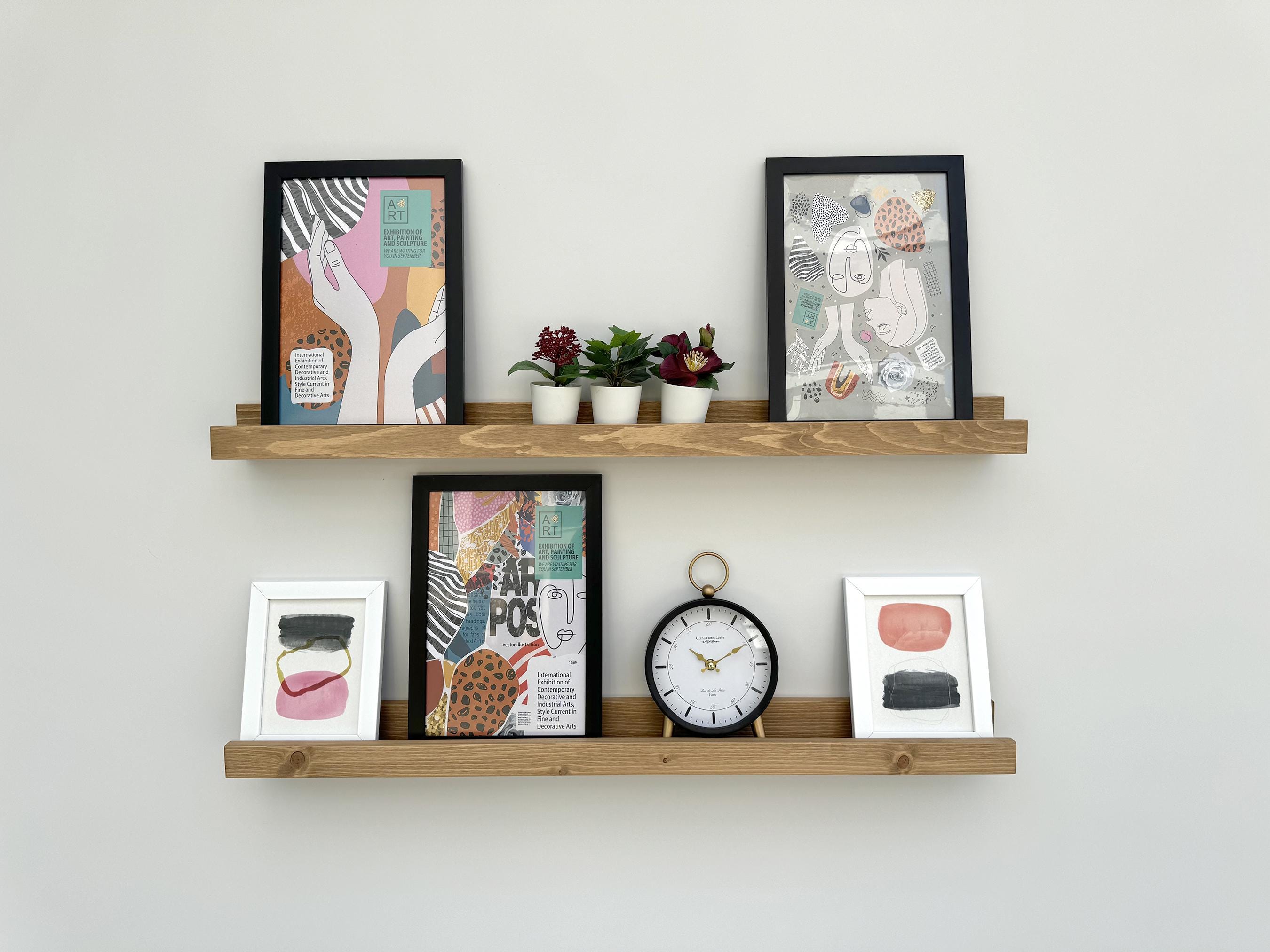 Walnut Picture Ledge – Flat Edge Wooden Frame Shelf | Modern Floating ...