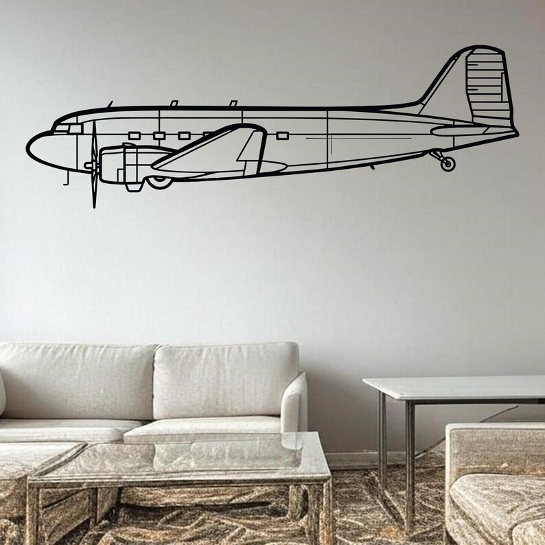 DC-3 Metal Airplane Wall Art: Vintage Aviation Decor - Etsy