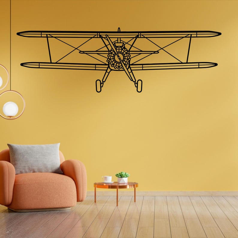 Stearman Biplane Metal Wall Art: Vintage Aviation Decor - Etsy