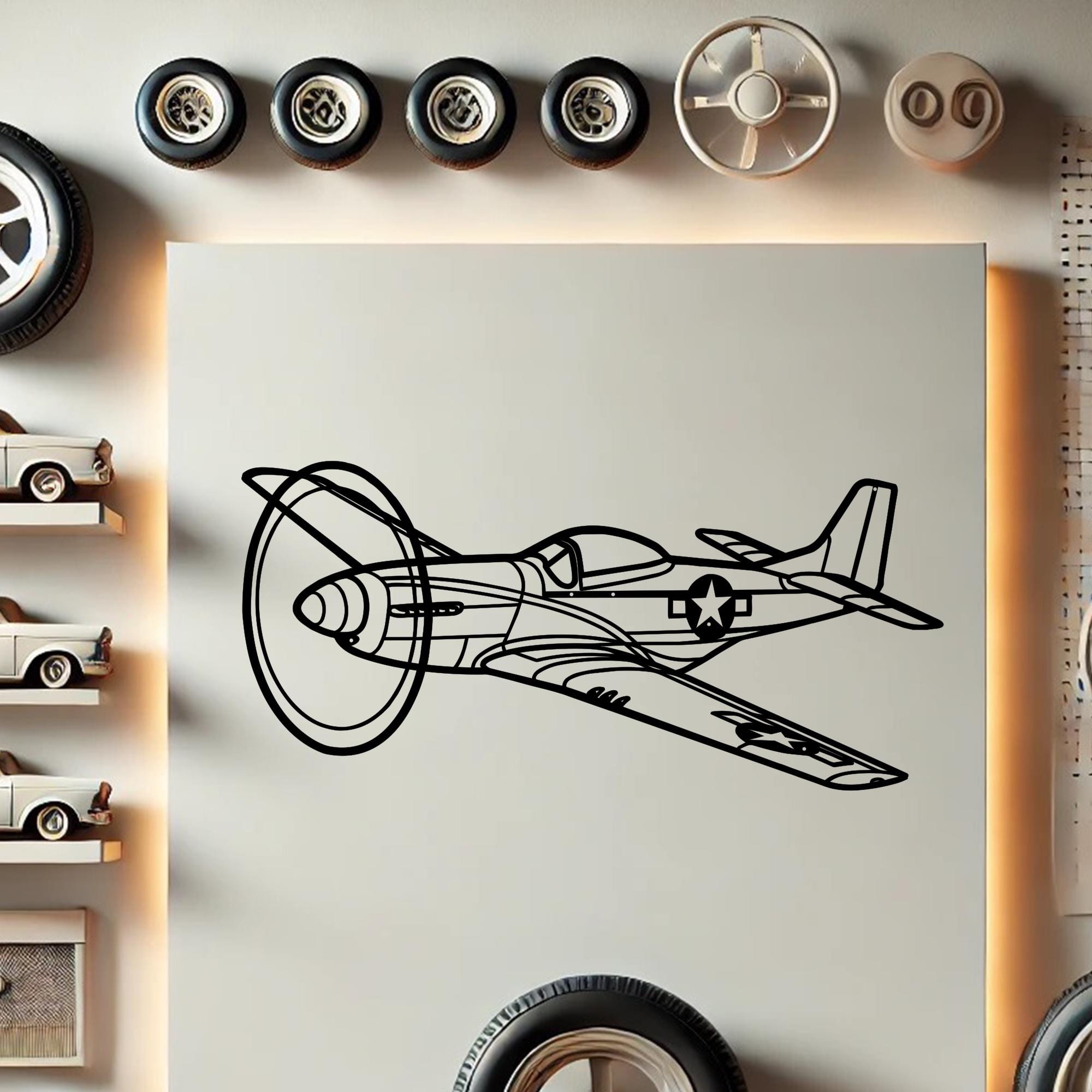 P-51 Mustang Metal Wall Art: WWII Fighter Plane, Aviation Decor - Etsy