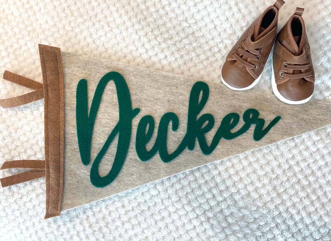 Large Pennant 10x18 | Script Letters Custom Name Felt Banner | Nursery ...