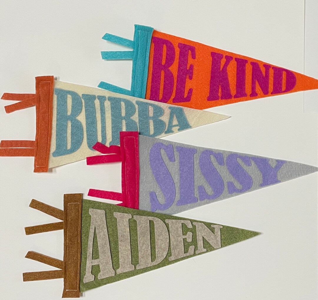 Mini Pennant 7x12 | Block Letters Custom Name Felt Banner | Nursery ...