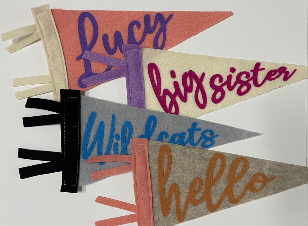 Mini Pennant 7x12 Script Letters Custom Name Felt Banner Nursery Decor ...