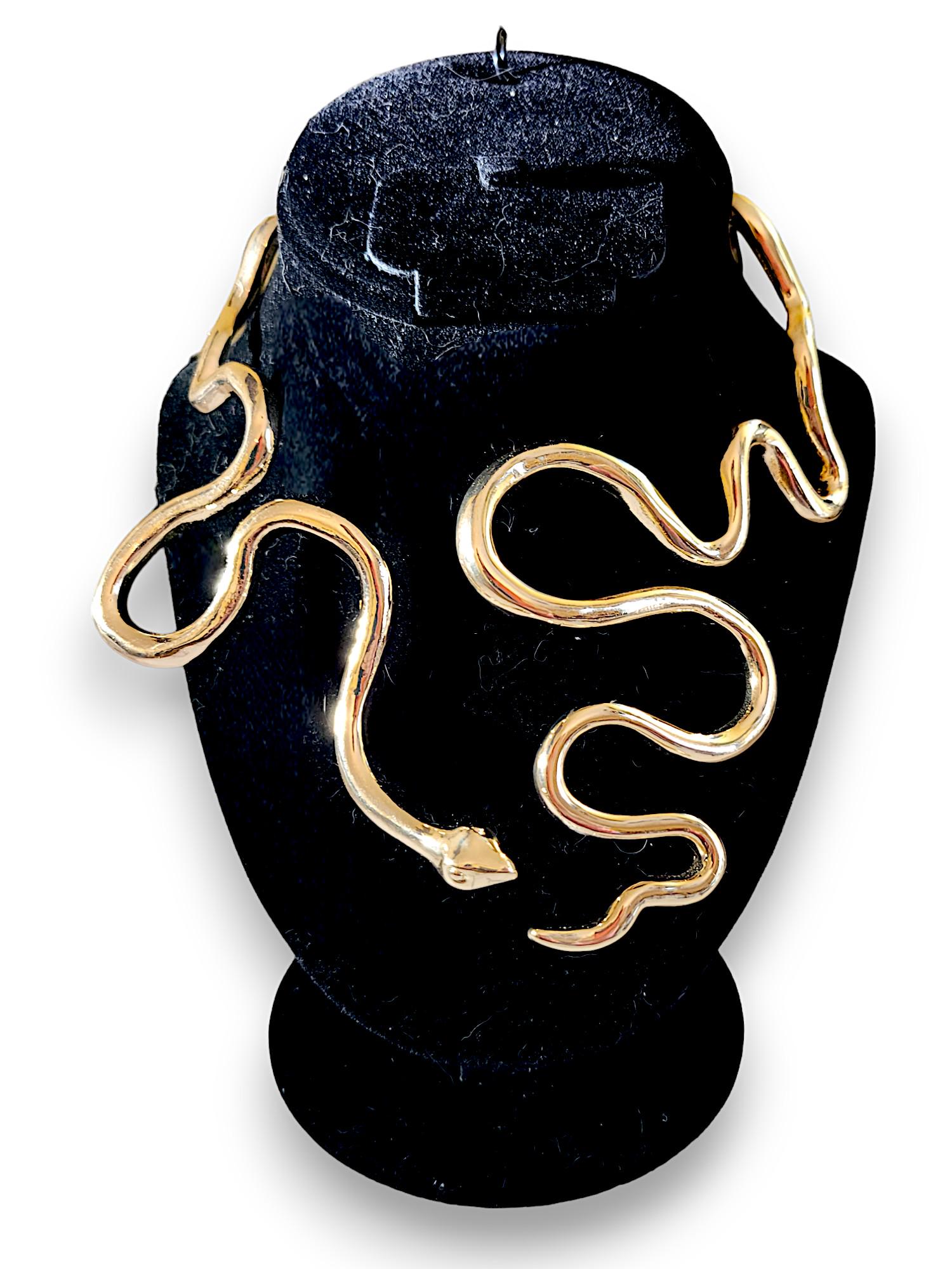 Curvy Gold-tone Snake Necklace - Etsy