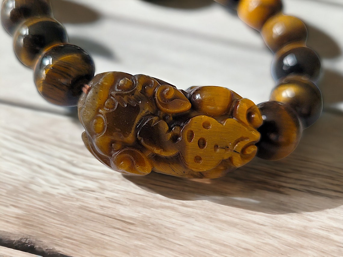 Pi Yao Pixiu Carved Dragon Golden Tiger's Eye Bracelet - Etsy