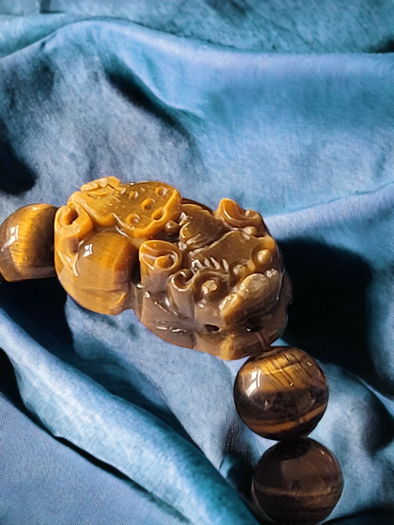 Pi Yao Pixiu Carved Dragon Golden Tiger's Eye Bracelet - Etsy