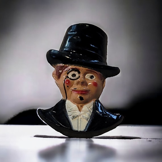 Charlie McCarthy Ventriloquist Celluloid Brooch - Gem
