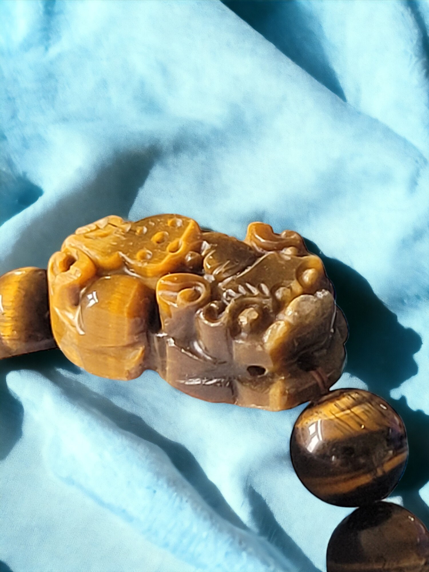 Pi Yao Pixiu Carved Dragon Golden Tiger's Eye Bracelet - Etsy