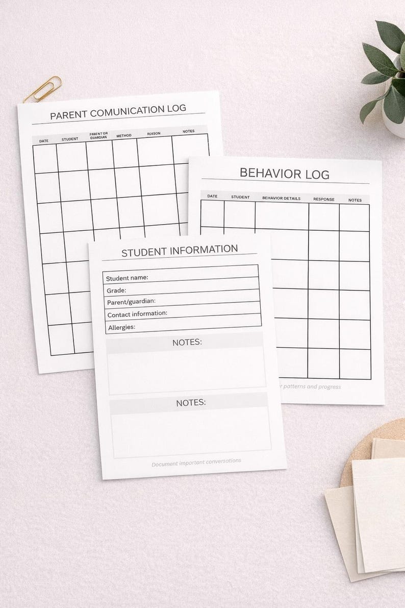 Teacher Binder Printable Classroom Forms and Logs Student Tracking ...