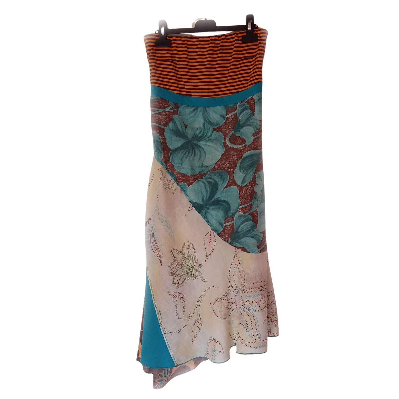 Boho-style Strapless Dress ~ Summer Breeze ~ Crazy Multi-pattern Dress ...