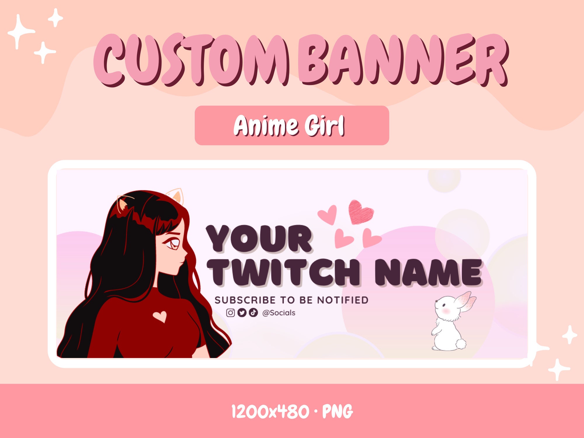 Custom Anime Twitch Banner for Gamer Girls Video Player - Etsy Norway