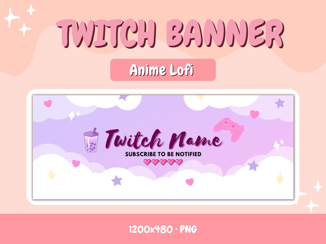 Custom Anime Lofi Twitch Banner for Gamer Girls, Video Player Banner ...