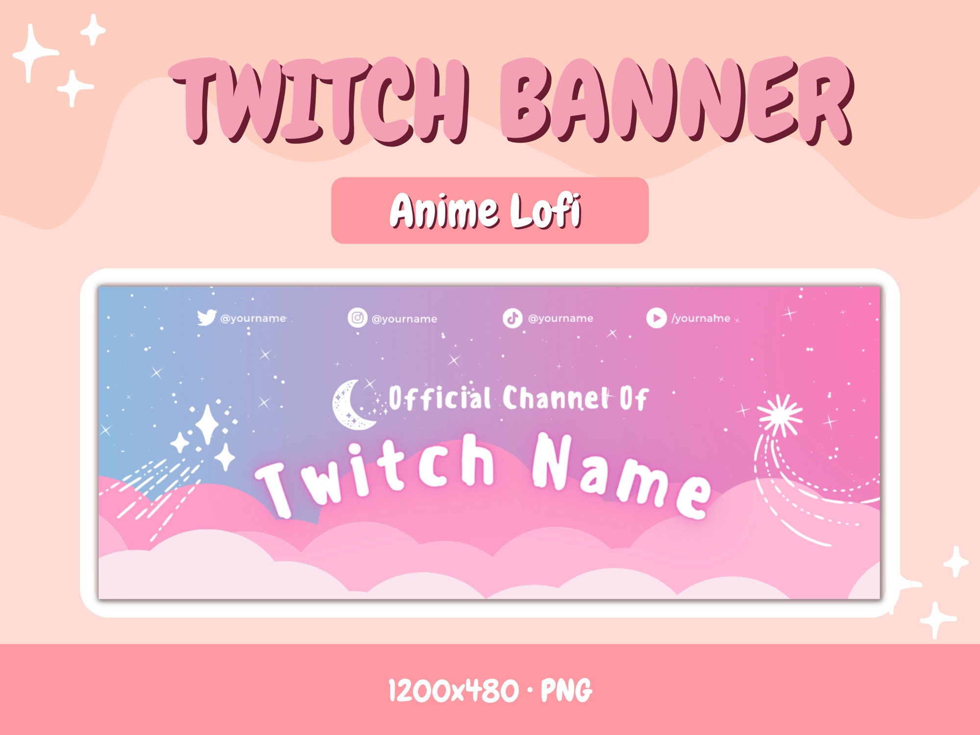 Custom Anime Lofi Twitch Banner for Gamer Girls Video Player - Etsy ...