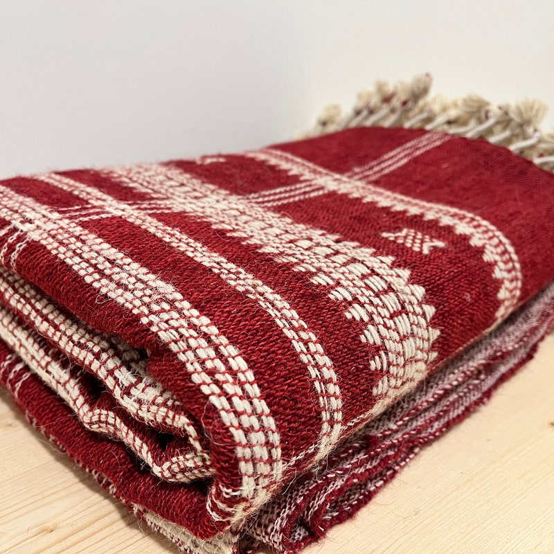 Red and White Throw - Etsy