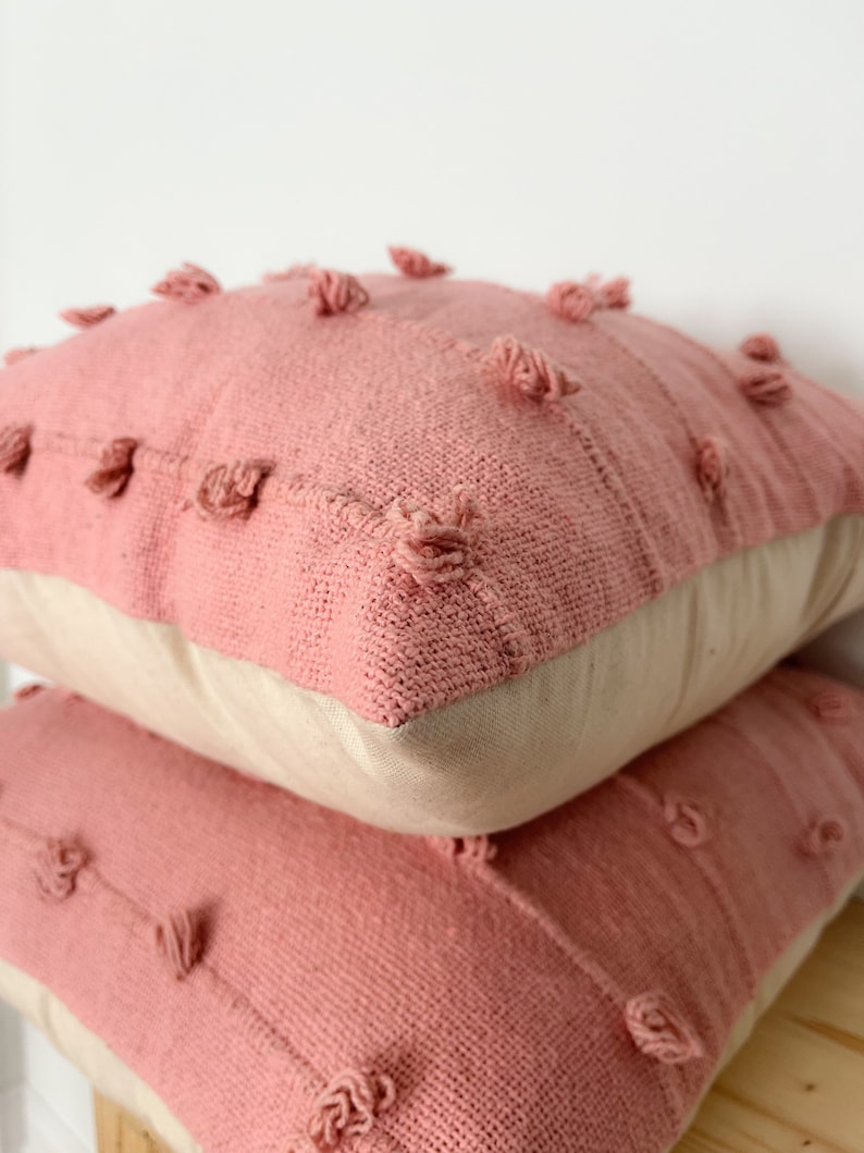 MALTI || Pink Hand Loom Woven Chunky Loops 100% Cotton Textured Boho ...