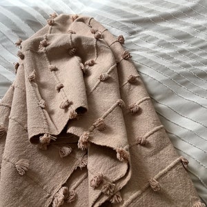 SANDY || Sand Beige Loops Hand Loom Chunky Woven Sofa Throw Blankets ...