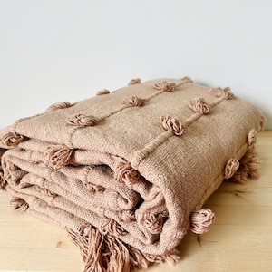 SANDY || Sand Beige Loops Hand Loom Chunky Woven Sofa Throw Blankets ...