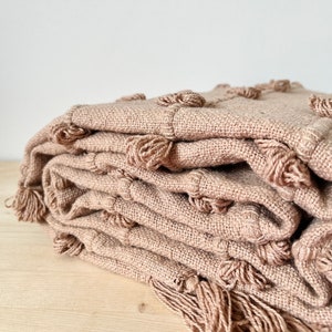 SANDY || Sand Beige Loops Hand Loom Chunky Woven Sofa Throw Blankets ...