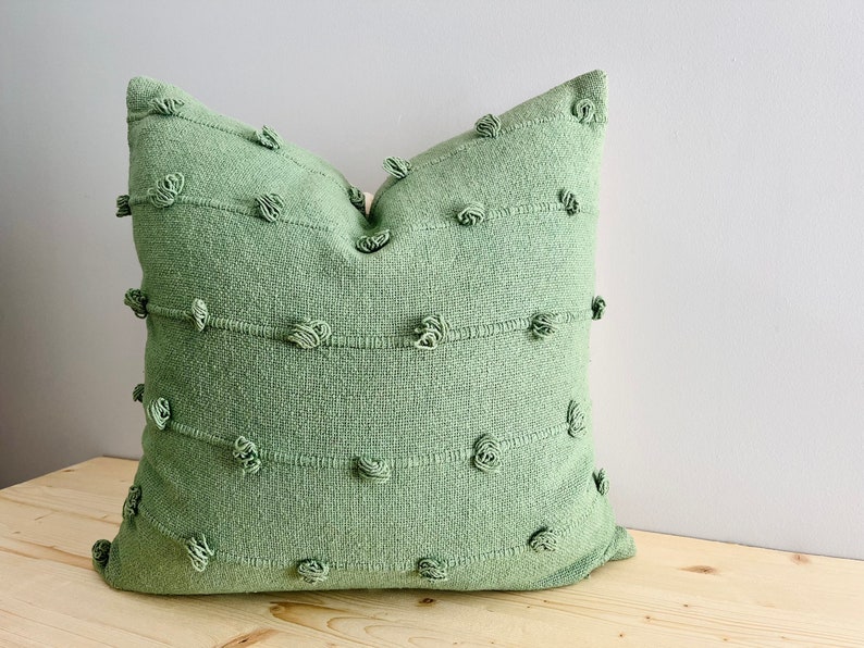 KENDALL Sage Green Pillow Hand Loom Woven Chunky Loops - Etsy